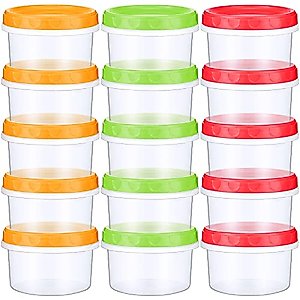 72 Pack 8 oz Twist Top Food Storage Containers with Screw Lids Reusable Freezer Containers Plastic Airtight Deli Food Jars for Food Microwave Dishwasher Leak Proof (Red, Yellow, Green)