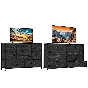 Furnulem Wide Dresser with 9 Large Drawers for 55'' Long TV Stand and 8 Drawer Dresser Wide 47'' Long, Storage Chest of Drawer for 55'' TV Stand