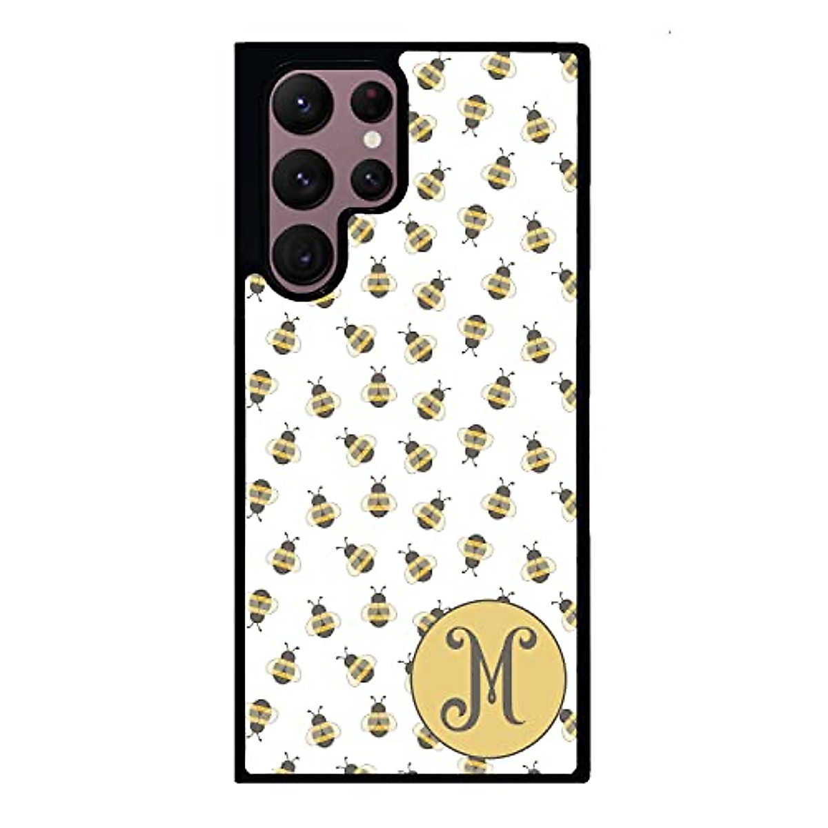 Honey Bumble Bee Personalized Black Rubber Phone Case Compatible With Samsung Galaxy S23 S23+ Ultra S22 S22+ S21 S21FE S21+ S20FE S20+ S20 Note 20 S10 S10+ S10e