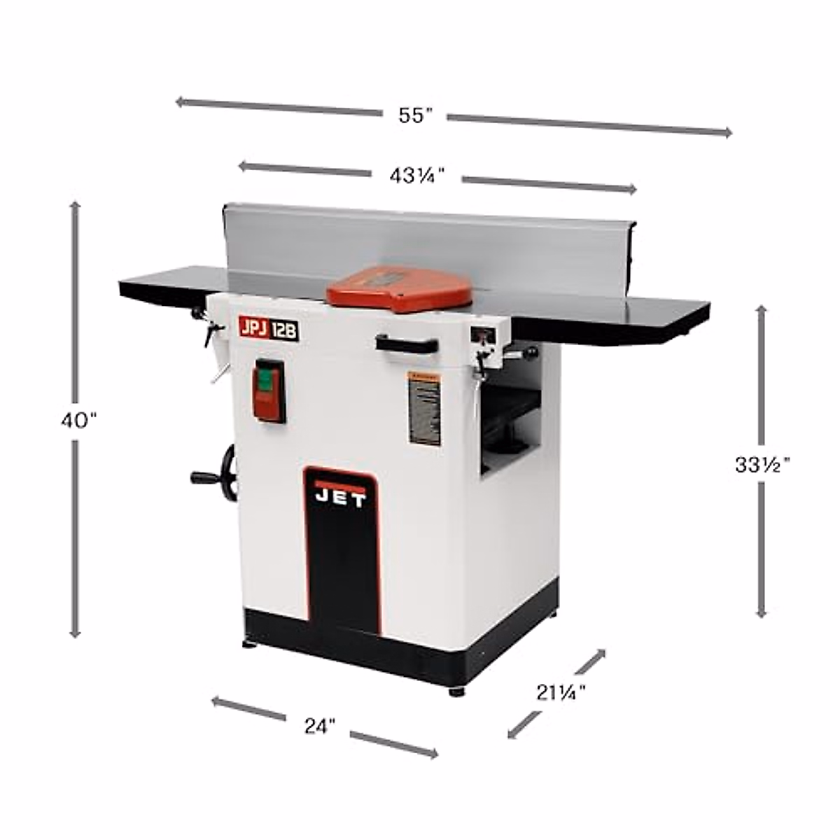 JET 12-Inch Planer/Jointer, Helical Cutterhead, 3 HP, 230V 1Ph (Model JPJ-12BHH)