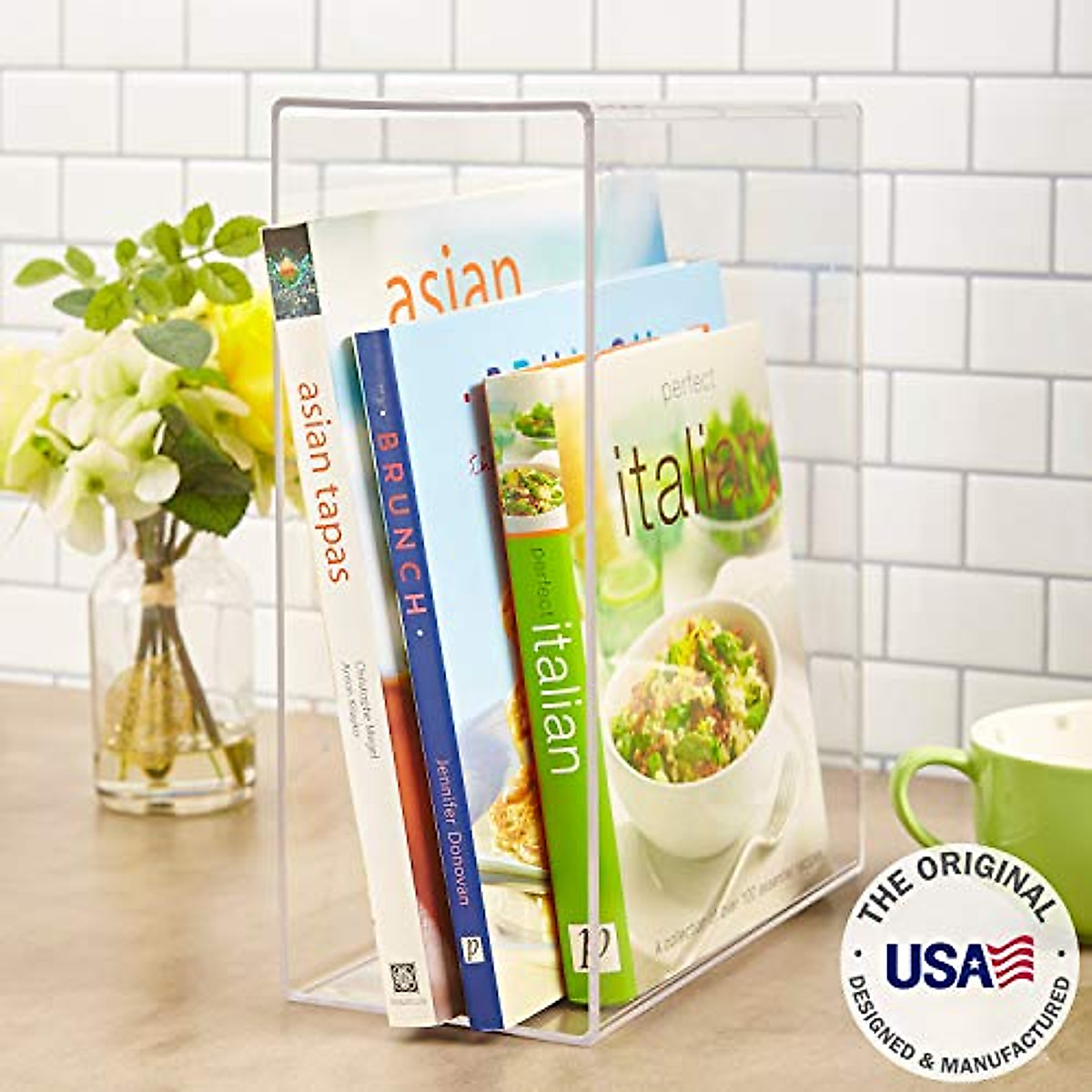 U.S. Acrylic, Inc. Clear Plastic Magazine Holder, 4.88Lx8.88Wx11.88H