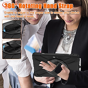 ZenRich Rugged Case for Surface Go 4 (2023)/Surface Go 3 (2021)/ Surface Go 2 (2020), Surface Go (2018) with Pen Holder Heavy Duty Shockproof Case with Stand Hand Strap and Shoulder Belt-Black