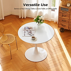 VONLUCE Round Dining Table, 36 Inch Tulip Table with MDF Top and Steel Base, Small Pedestal Table for Dining Room Kitchen Living Room More, Modern Bistro Table Kitchen Table with 220lb Capacity, White