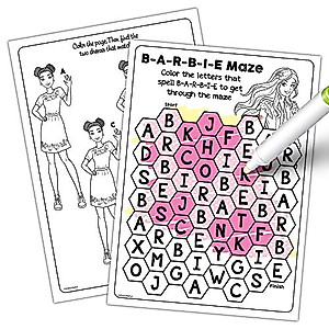 Bendon Barbie Mattel 16 Page Imagine Ink Coloring Book with 1 Mess Free Marker 49749