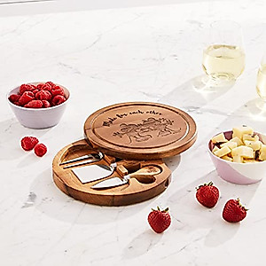 TOSCANA - a Picnic Time brand Disney Brie Cheese Knife Charcuterie Board Set, Mickey & Minnie Mouse - Acacia Wood