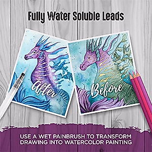 Art Magic Watercolor Pencils, Set of 48 Professional Colored Pencils for Adult and Teens, Premium Art Supplies for Coloring, Blending and Layering