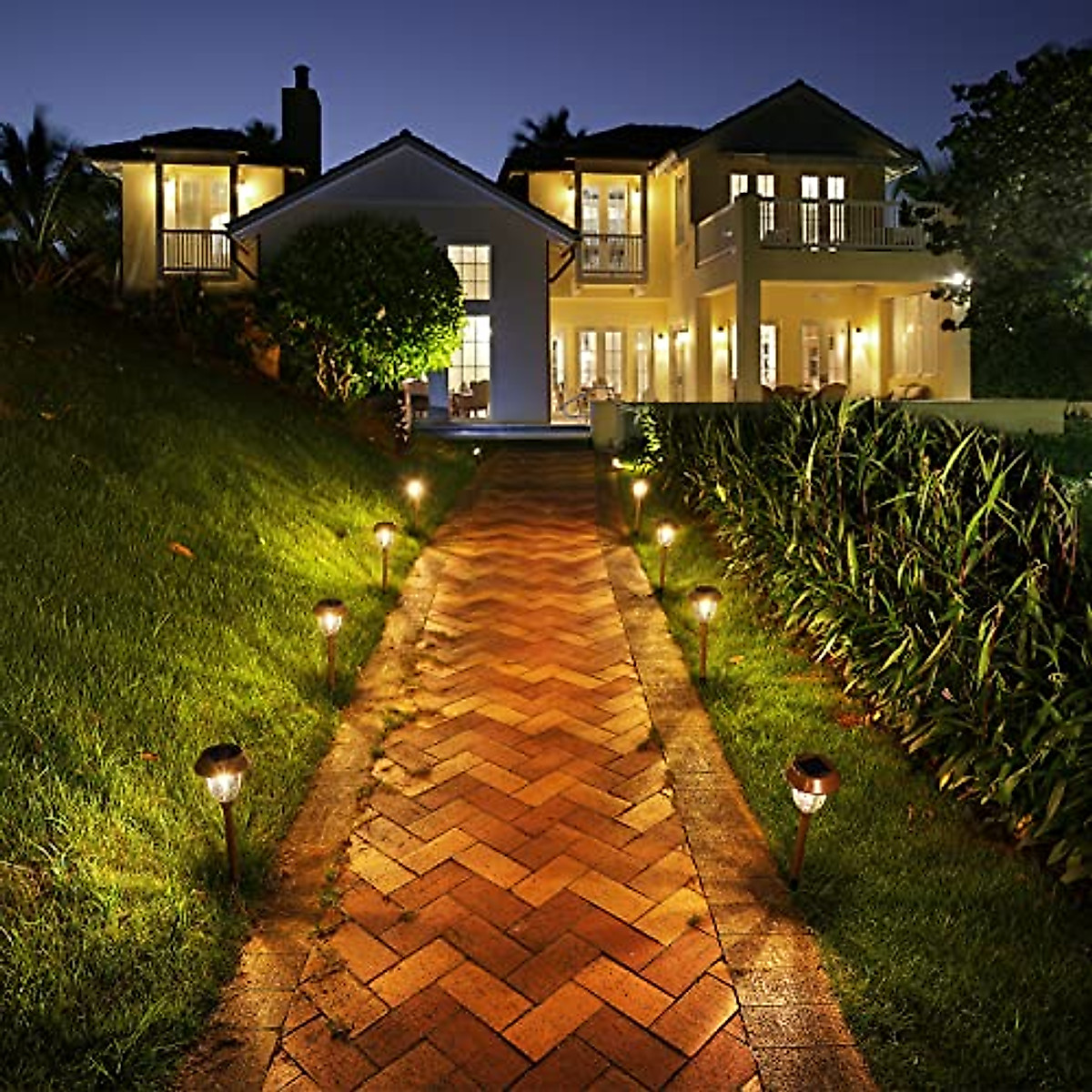 VOLISUN Solar Pathway Lights Outdoor,25 Lumens 6-Pack Solar Outdoor Light,3000K Warm White IP65 Metal and Glass Solar Garden Light Landscape Pathway Light for Walkway Driveway(Adjustable Brightness)