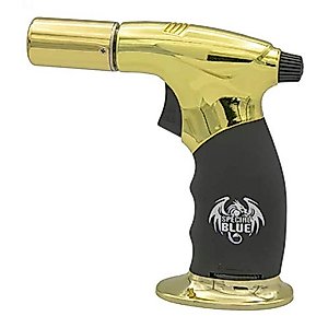 Special Blue DIABLO Butane Dual Torch - 6inch - Gold/Black with Stand