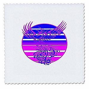 3dRose Arising Anew Phoenix and Retro Sunrise Vector Art Blue Pink - Quilt Squares (qs-371412-9)
