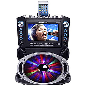 Karaoke USA GF842 DVD/CDG/MP3G Karaoke Machine with 7" TFT Color Screen, Record, Bluetooth and LED Sync Lights