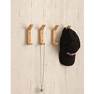 FamilleElement Coat Hooks, Wall Hooks for Hanging, Set of 4 Pure Wood Clothes Hooks, Wall Coat Hooks, Hooks for Hanging Coats, Hanging Bathroom Towels Clothes Hanger