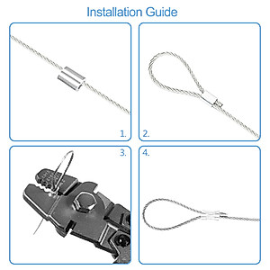 Wire Rope Crimping Tool Kit, with 1/16-304 Stainless Steel Cable 165 ft (7x7 Strand Core), 100 Cable Ferrule Aluminum Loop Sleeve Stops