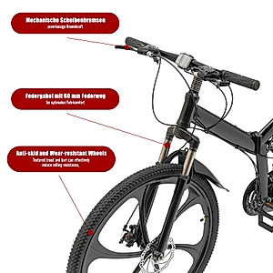 YIYIONCE Mountain Folding Bike 26In Folding Mountain Bicycle, Upgraded 21 Speed Foldable Bicycle with 6 Blade Flywheel, Strong Carbon Steel Bike, Folding Bike for Men & Women (Black)| US Stock