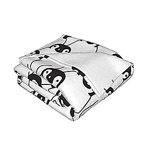 Funny Penguin Flannel Reversible Throw Blanket Fuzzy and Soft Fleece Bed Blanket 50 40/60 50/80 60 inches