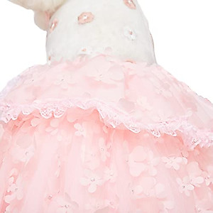 Dogs Wedding Dresses Flower Tutu Skirt with Detachable Train for Small Medium Dog Pet Outfit Formal Apparel Princess Clothes for Birthday Party Costume (Pink Set, XL)