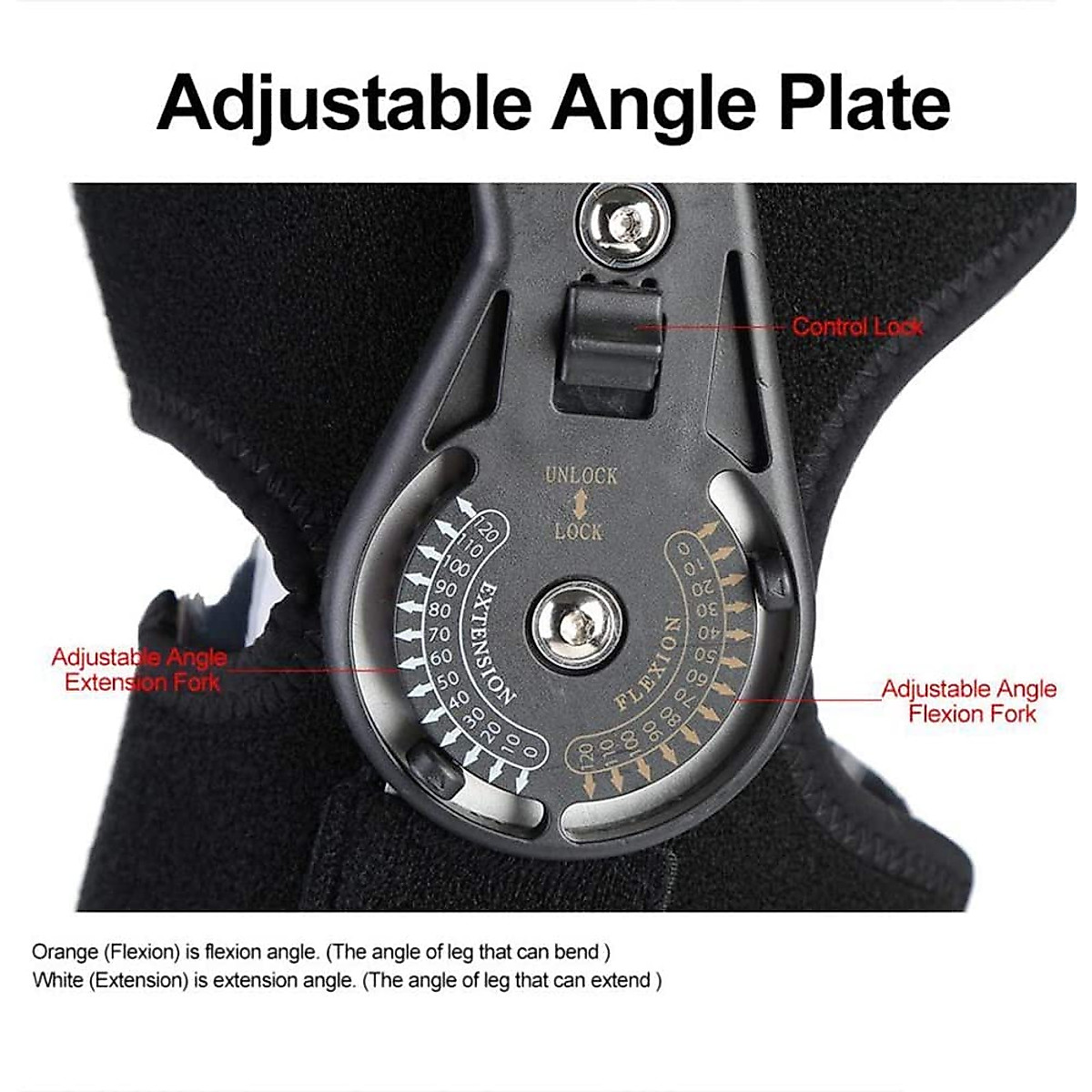 ROM Knee Brace Hinged Knee Brace Aluminium Adjustable Hinged Knee Joint Immobilizer Patella Knee Fixing Pad Sleeve Knee Splint Ligament Sport Injury Arthritis Pain Relief Adjustable Knee Immobilizer