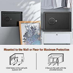 WASJOYE Cabinet Security Safe Box, Fireproof Home Lock Safe with Digital Keypad Safety Key Lock for Home Business Office Hotel Money Document Jewelry Passport Storage 13.78 x 9.84 x 9.84 inches