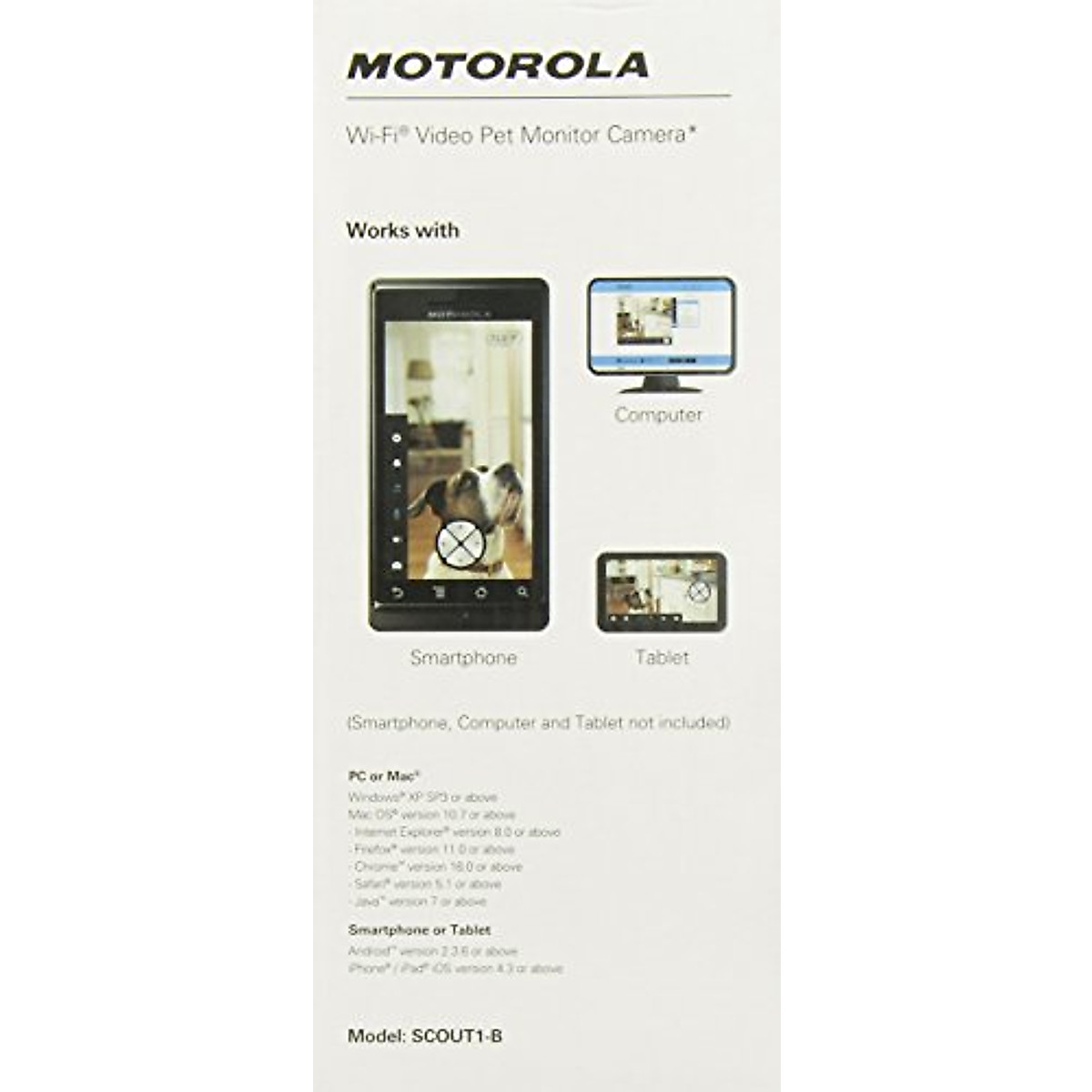 Motorola Scout1 Wi-Fi Pet Monitor for Remote Viewing with iPhone and Android Smartphones and Tablets, Black