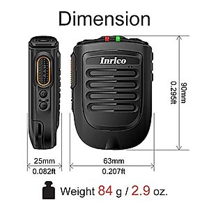 ANYSECU Inrico Wireless PTT Microphone B01 iOS Version Wireless PTT Button Zello mic Zello ptt Button Speaker for iOS and Android Phone
