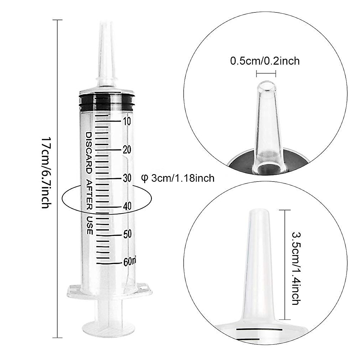 DEPEPE 8pcs 60ml Plastic Syringe with Caps, Large Catheter Tip Syringes for Lipgloss Making Feeding Food Paint Scientific Lab Measurement and Dispensing