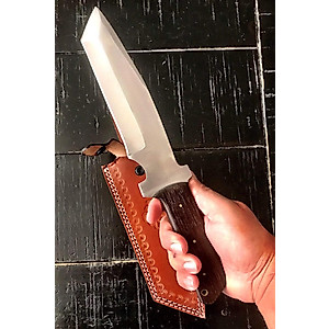 13" Tactical Knife 100% Hand Forged Full Tang Hunting Knife with Walnut Wood Handle D2 Steel Blade Perfect for Camping, Hunting, Indoor, Outdoor Activities