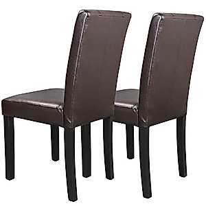 ZENY Dining Chair Set of 6, PU Leather Chairs Modern Diner Chairs Armless Side Chair with Solid Wood Legs for Home Kitchen Living Room