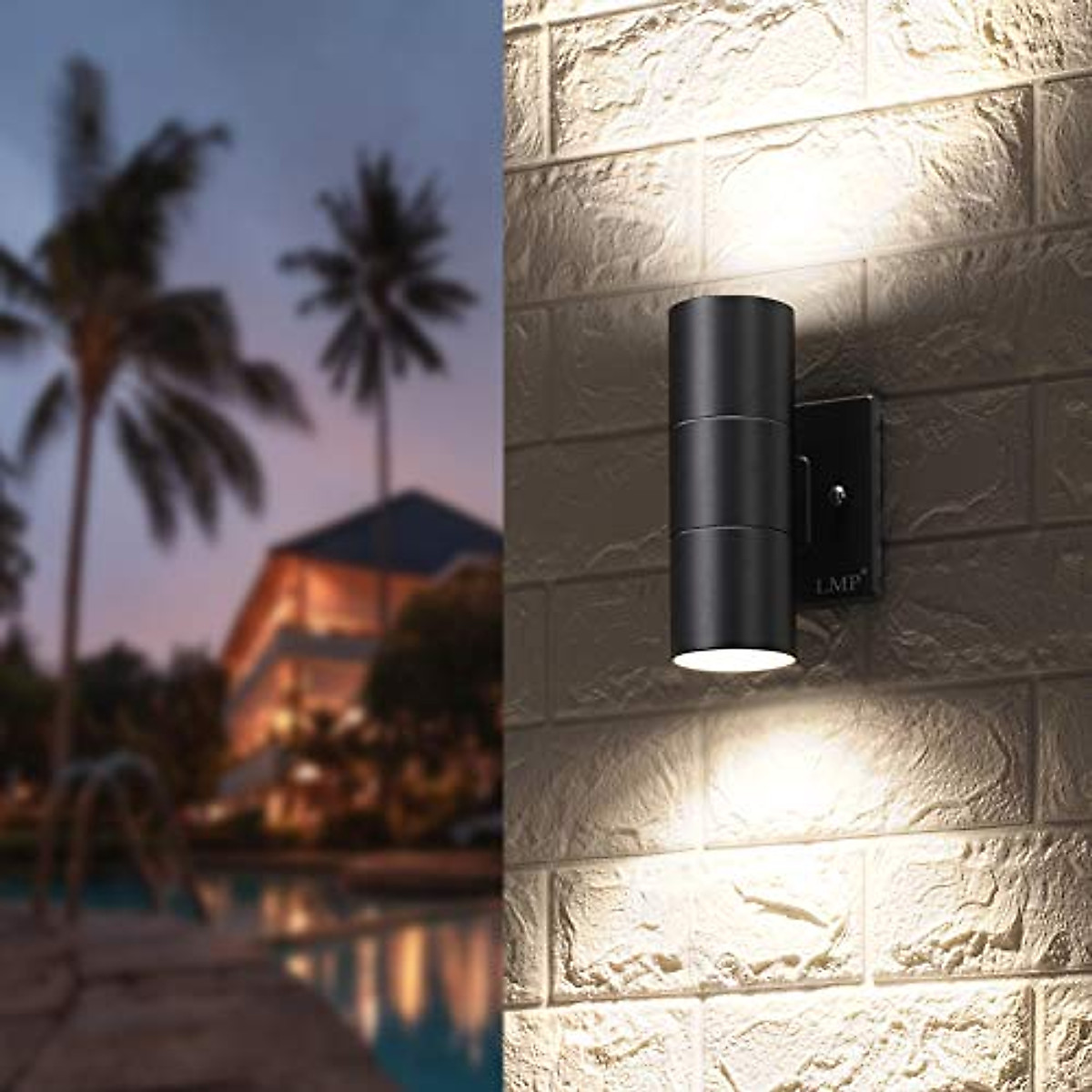 LMP Modern Outdoor Wall Light Porch Light Patio Light with Black Aluminum Finish for Decoration,Garage 2Packs Black