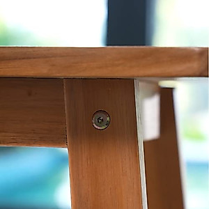 Acacia Wood Stool Rectangle Top Chairs Best Ideas End Tables for Sofas Sub-Stool for Living Room Bedside Strong Weight Capacity Upto 350 LBS, Natural Color