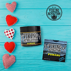 Viking Revolution Pomade for Men 4oz - Firm Strong Hold & High Shine for Classic Styling - Water Based & Easy to Wash Out (Firm, 1 Pack)
