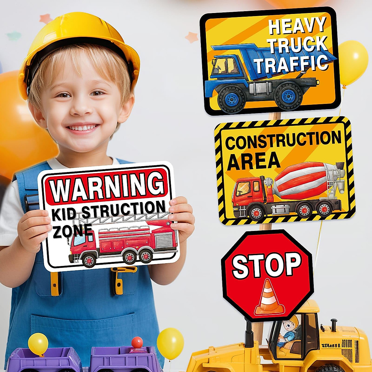 WERNNSAl Construction Truck Party Decorations - 12PCS Construction ...