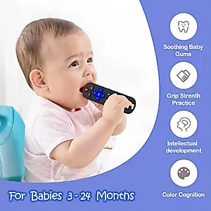ERSIHUA 3Pcs Silicone Teething Toys, Remote Control Shape Teethers for Babies Remote Teething Toys, Silicone TV Remote Teether BPA Free/Dishwasher/Refrigerator Safe