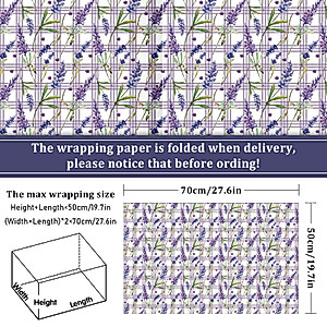 AnyDesign 12 Sheet Floral Wrapping Paper Purple Lavender Butterfly Gift Wrap Paper Folded Flat Floral Art Paper for Wedding Birthday Baby Shower Party Gift Packing DIY Craft, 19.7 x 27.6 Inch