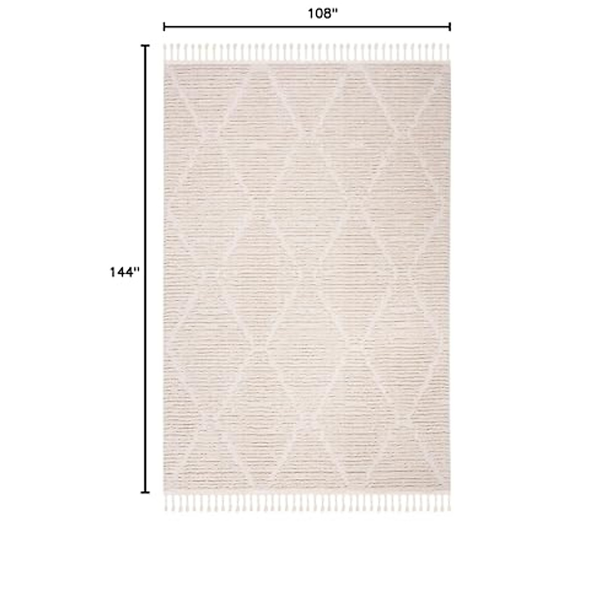 SAFAVIEH Marrakech Collection Area Rug - 9' x 12', Beige, Moroccan Boho Tribal Tassel Design, Non-Shedding & Easy Care, Ideal for High Traffic Areas in Living Room, Bedroom (MRK517C)