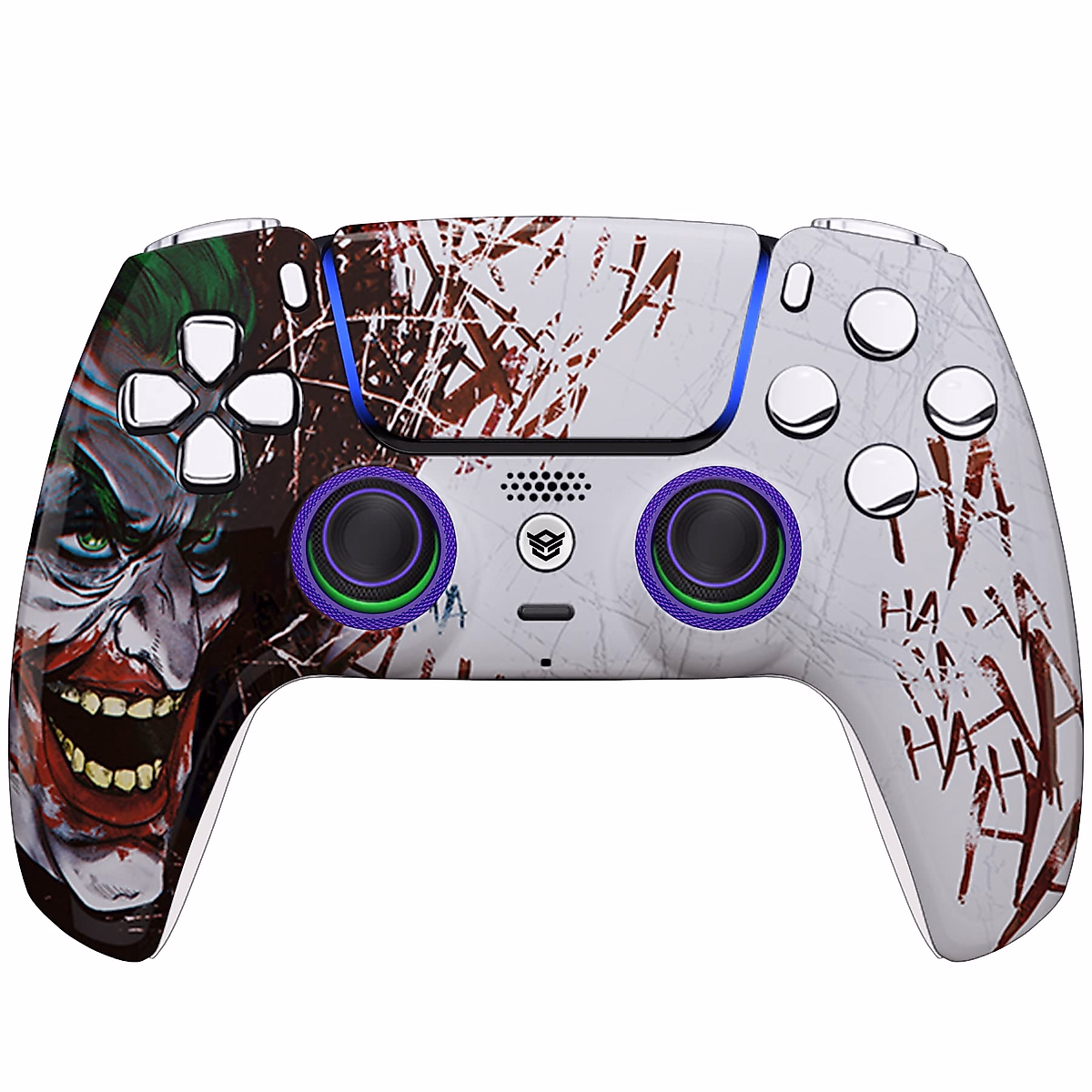 HEXGAMING ULTIMATE Wireless Controller Compatible with ps5-4 Back Buttons, Mouse-Click Triggers, Interchangeable Thumbsticks - Clown Hahaha