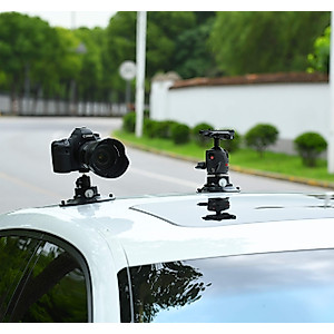 ZUOS 4.5" Car Camera Mounting Kit Pump Vacuum Suction Cup Mount, Professional Camcorder Vehicle Holder w/ 360° Panorama Ball Head and 180°, DSLR Camera Video Stabilizer Car Sucker Cup Holder (4.5")