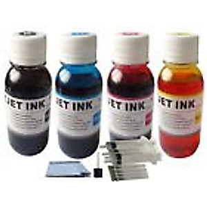 ND Brand Dinsink 4x4oz Premium Dye Ink Refill kit for Lexmark 43 44 Ink Cartridge and Lexmark X4850, X4875, X4950, X4975 Inkjet Printers Plus 4 Syringes and 1 Drill