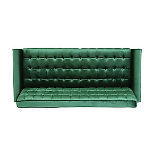 Christopher Knight Home Adan Tufted Velvet Sofa Tipped Tapered Legs, Emerald and Gold Finish