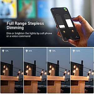 DEWENWILS Dimmer Plug 2 Individually Controlled Outlets, WiFi Light Dimmer for Outdoor String Lights, Compatible with Alexa, Google Home, IFTTT, IP64 Weatherproof, FCC Certified