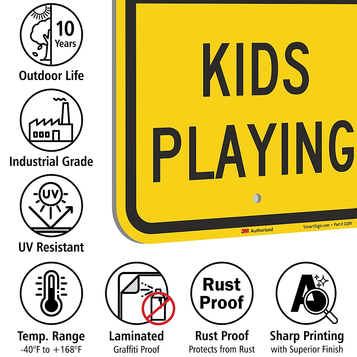 SmartSign "Slow Down - Kids Playing" Sign | 12" x 18" 3M Engineer Grade Reflective Aluminum