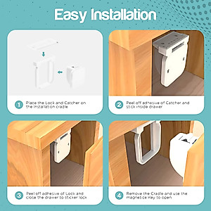 PEEKABOO Baby Proofing Magnetic Cabinet Locks For Babies - Child Locks For Cabinets - (12 Locks 2 Key Set)