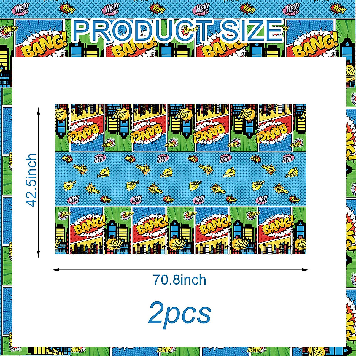 forzma 2 Pieces Hero Table Cloth Hero Themed Birthday Party Supplies Hero Action Logo Fun Hero tablecloths Happy Birthday Baby Shower Party Decorations.