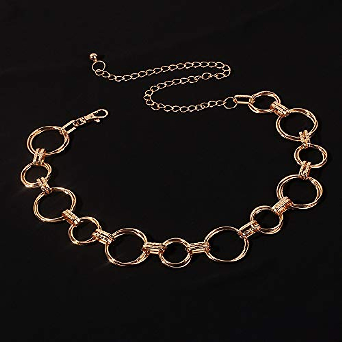 COLORFUL BLING Simple Adjustable Gold Silver Belt Chain Metal Punk Waist Chain Long Tassel Link Circle Round Dress Belt Body Chain Party Wedding Daily Jewelry-Circle Gold