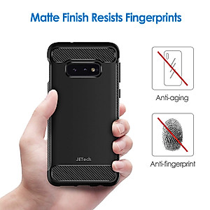 JETech Slim Fit Case for Samsung Galaxy S10e, Thin Phone Cover with Shock-Absorption and Carbon Fiber Design (Black)