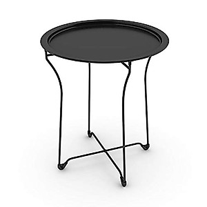 Atlantic Metal Side Table - Stylish Folding Tray Table, Sturdy Steel Construction with Wear-Resistant Powder Coating, PN in Black - 38435984