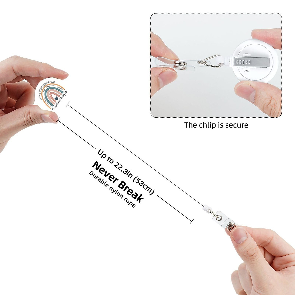 Retractable Badge Reel with Swivel Alligator Clip Nursing Badge Holders for Hanging ID Card Name Key Chain, Everyone Deserves A Helping Hand