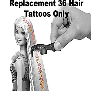 Replacement Parts for Hair Tattoos Barbie - Barbie Hair Tattoos Doll Playset BDB19 ~ Includes Pink Spray Bottle and 36 Hair Tattoos