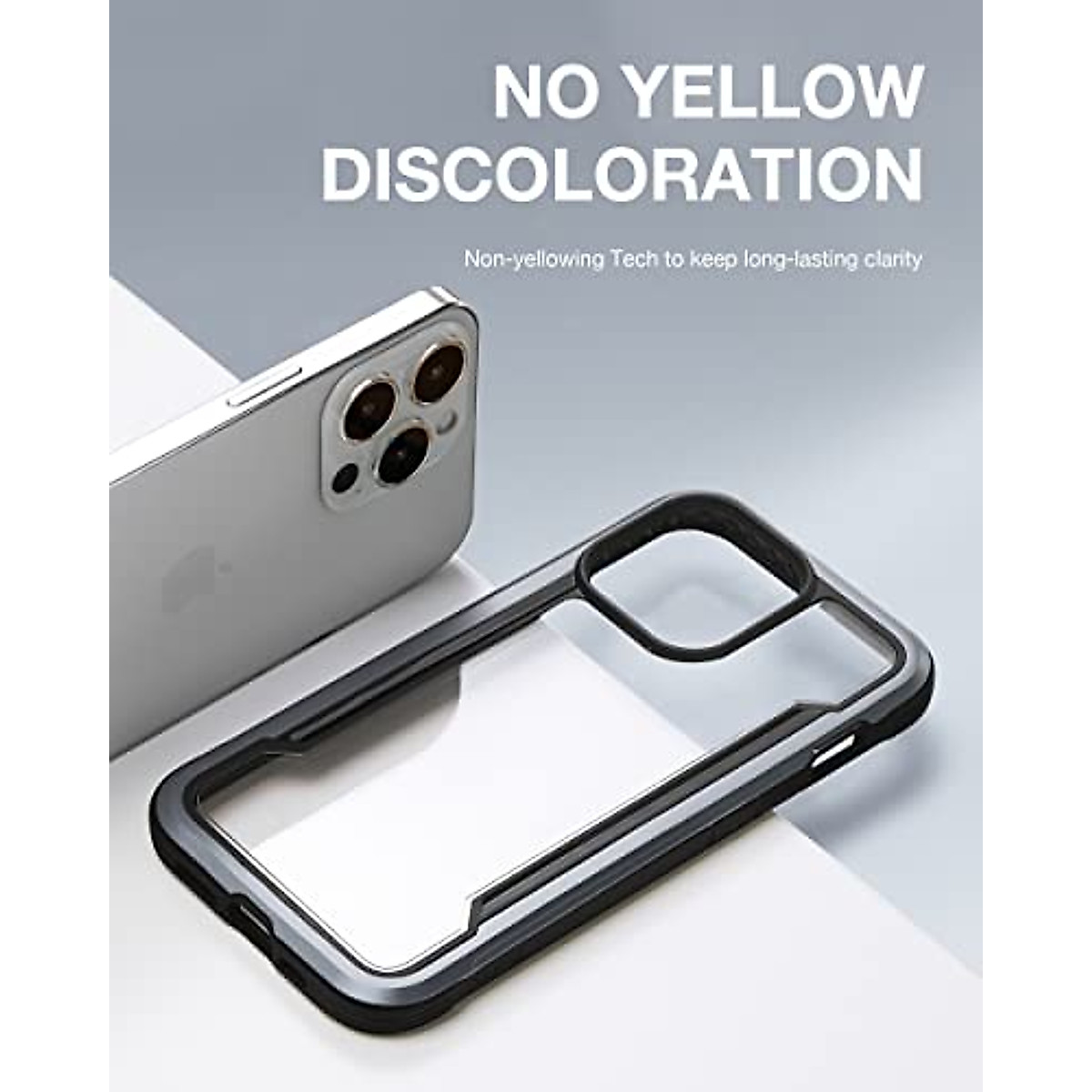 RAPTIC Shield for iPhone 13 Pro Case, Shockproof Protective Clear Case, Military 10ft Drop Tested, Durable Aluminum Frame, Anti-Yellowing Technology Case for iPhone 13 Pro, Black