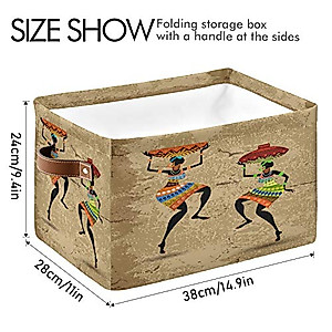 ALAZA Foldable Storage Bins, Tribal Ethnic African Women Storage Boxes Closet Shelf Organizer for Bedroom Nursery Closet Toys Books