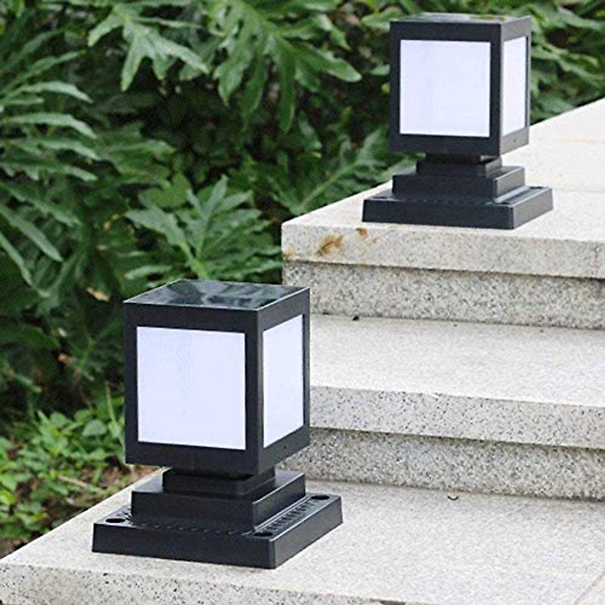 Outdoor Post Light Solar Post Lights Outdoor Waterproof Post Lamp Home Garden Pillar Light Glass Post Lights Villa Courtyard Park Column Headlight
