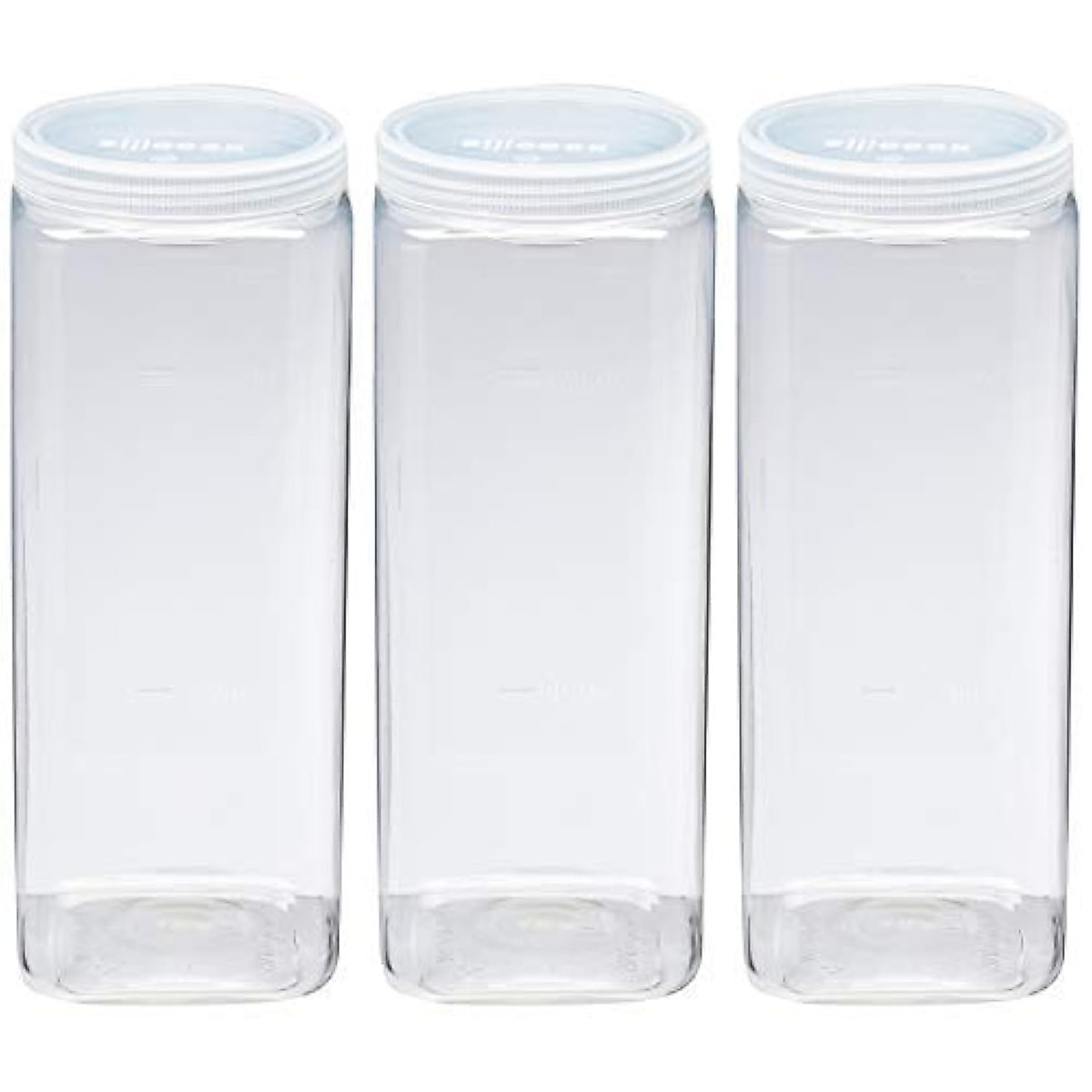 Silicook Clear Plastic Jar, Set of 3-40oz, Square Shaped, Transparent, Food Storage Container, Kitchen & Household Organization for Dry goods, Spices, Vegetables, Ingredients and More